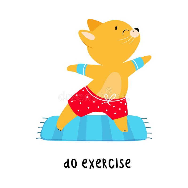 Funny Ginger Cat Doing Exercise As English Verb for Educational ...
