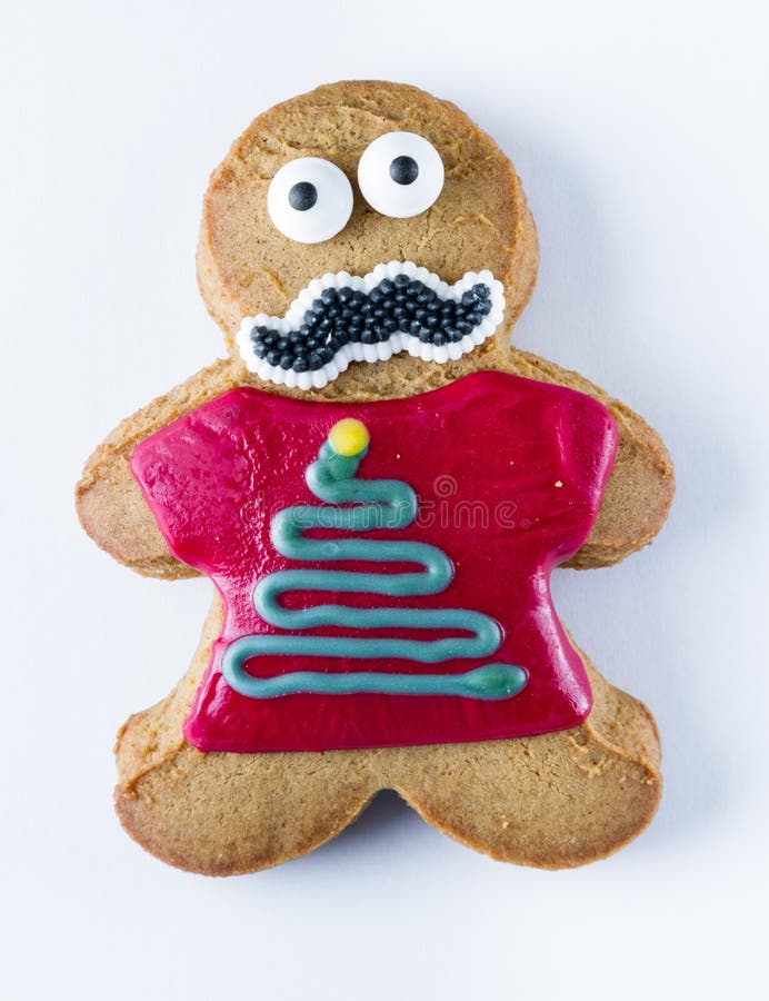 Funny Gingerbread Cookie on a White Background Stock Photo - Image of ...
