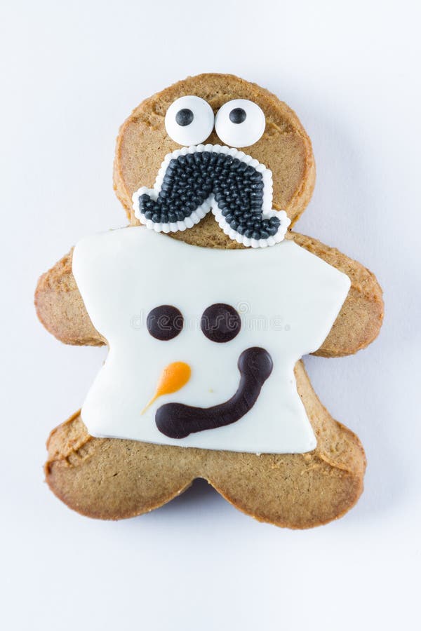 Funny Gingerbread Cookie on a White Background Stock Photo - Image of ...