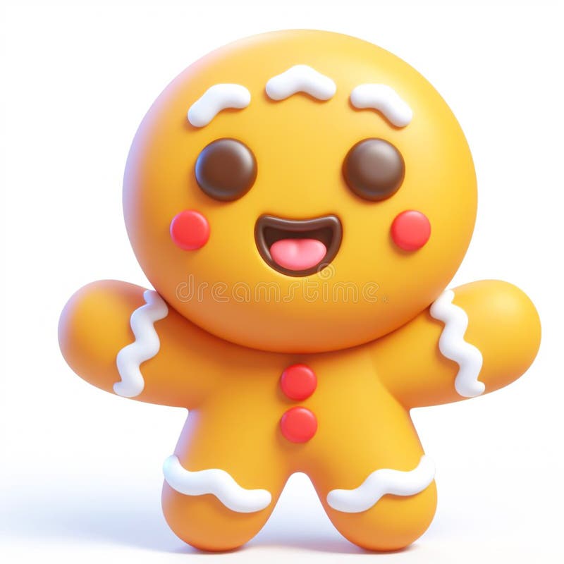 Funny Gingerbread Man Cartoon. AI Generated Stock Illustration ...