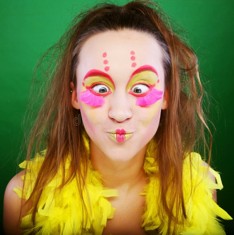 Funny girl stock image. Image of hair, illness, distorted - 12821915