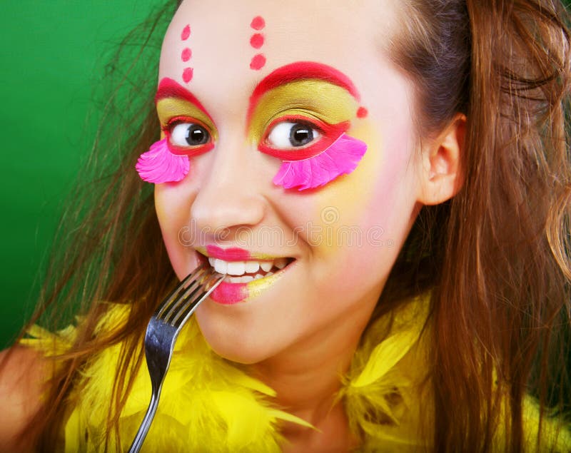 Funny girl stock image. Image of close, facial, macro - 12821933