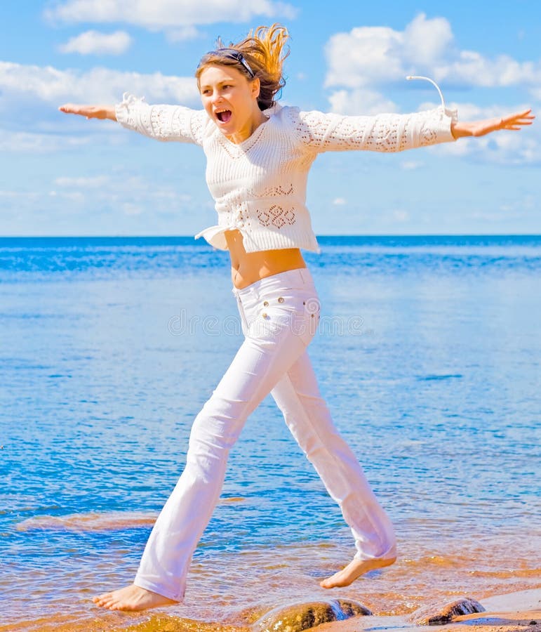 Funny girl stock photo. Image of funny, high, nature, clouds - 8784918