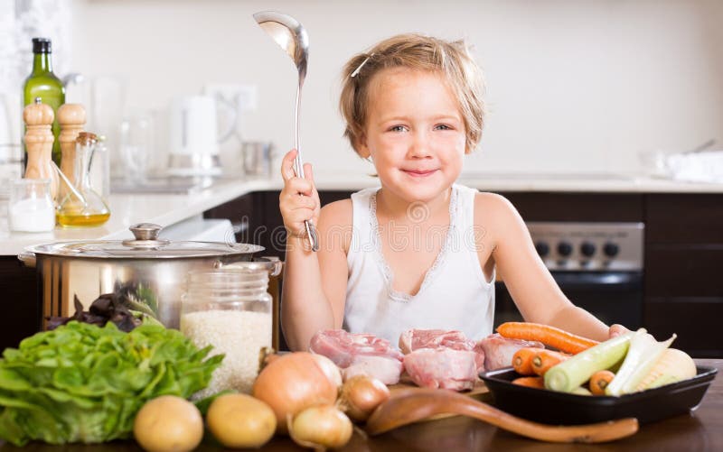 Funny girl cooking food stock image. Image of chef, preparing - 44851707