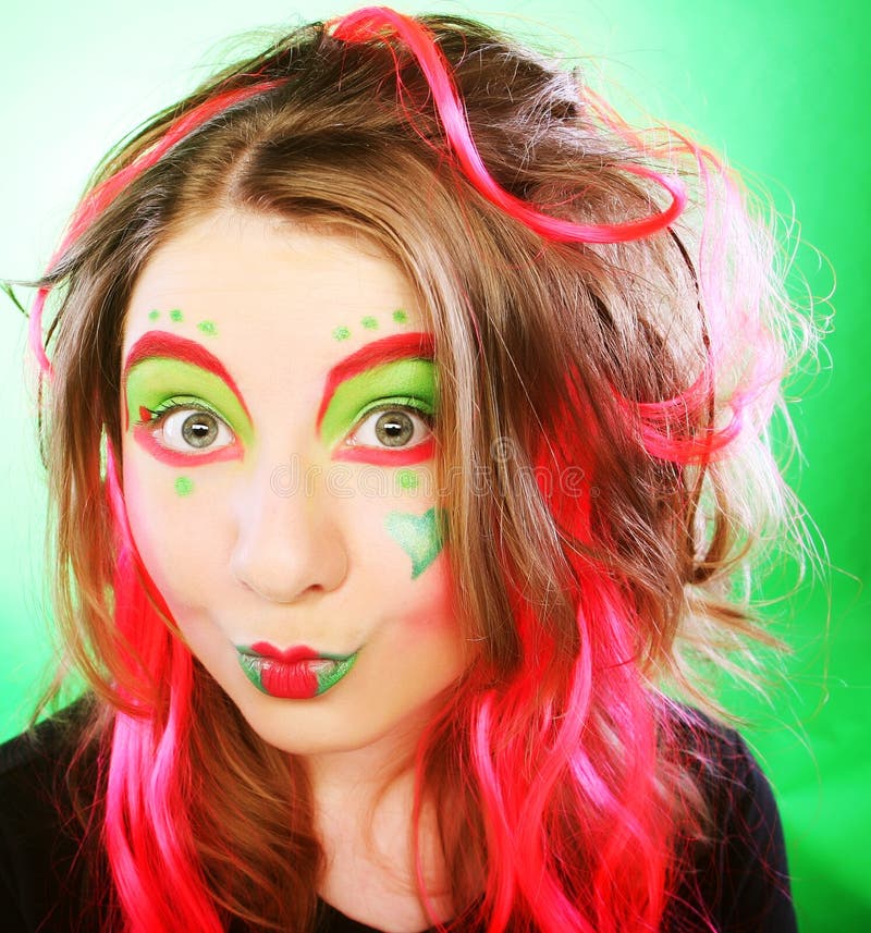 Funny girl stock image. Image of green, face, making - 86623923