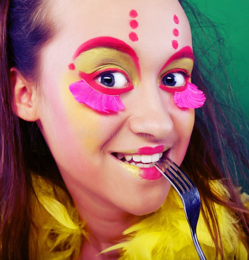 Funny Girl with Crazy Visage Stock Photo - Image of face, characters ...