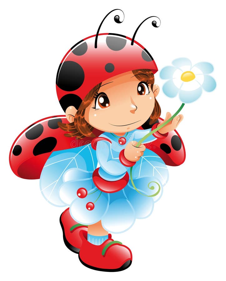 Funny Girl-Ladybug stock vector. Illustration of childhood - 6922949