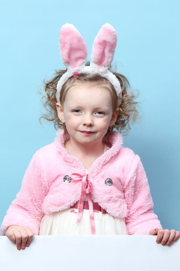 Little Girl with Bunny Ears Stock Photo - Image of people, celebsration ...