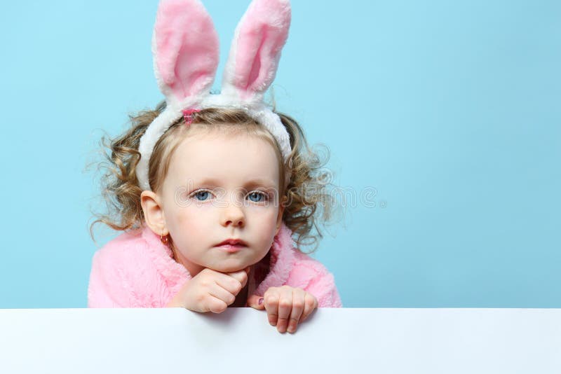 Little Girl with Bunny Ears Stock Photo - Image of people, celebsration ...