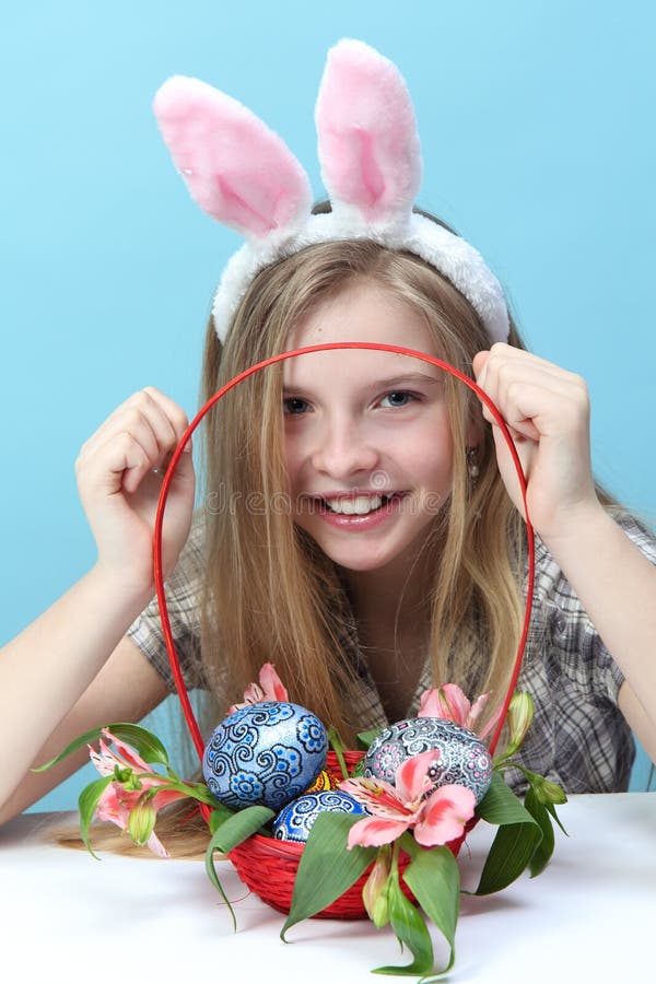 Girl with rabbit ears stock photo. Image of child, hair - 30153096