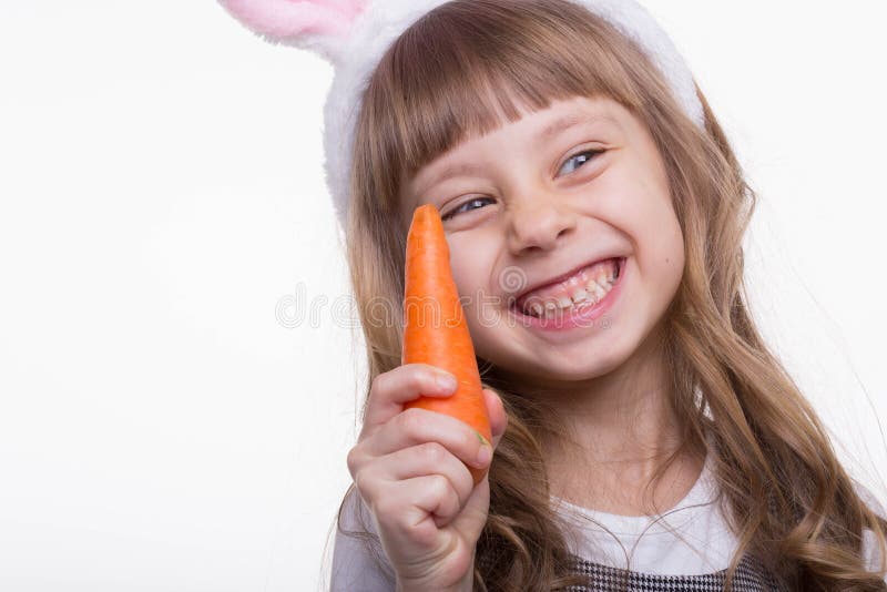 Funny Girl with Rabbit Ears Stock Photo - Image of person, smiling ...