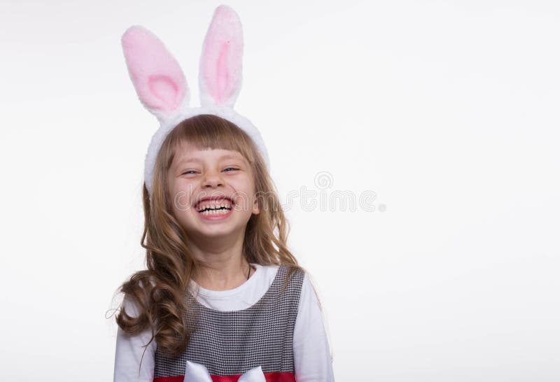 Funny Girl with Rabbit Ears Stock Image - Image of bunny, attractive ...