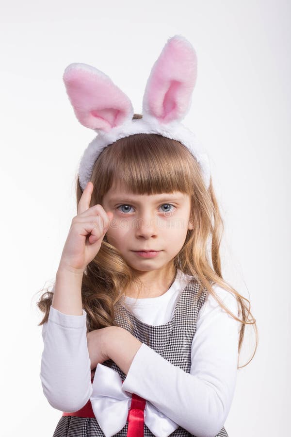 Girl with rabbit ears. stock image. Image of hair, smiling - 39252501