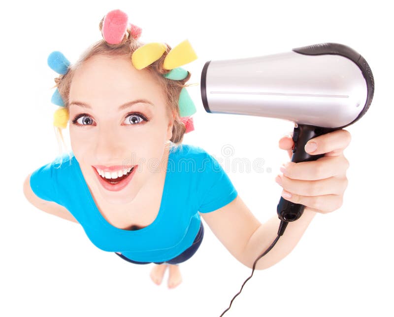 Funny girl styling hair stock photo. Image of face, household - 27516898