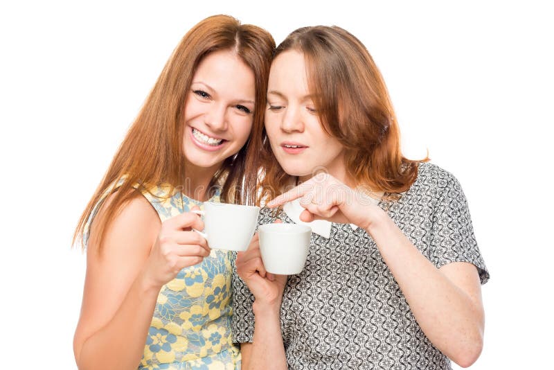 Funny Girlfriends Gossiping and Drinking Tea Stock Image - Image of ...