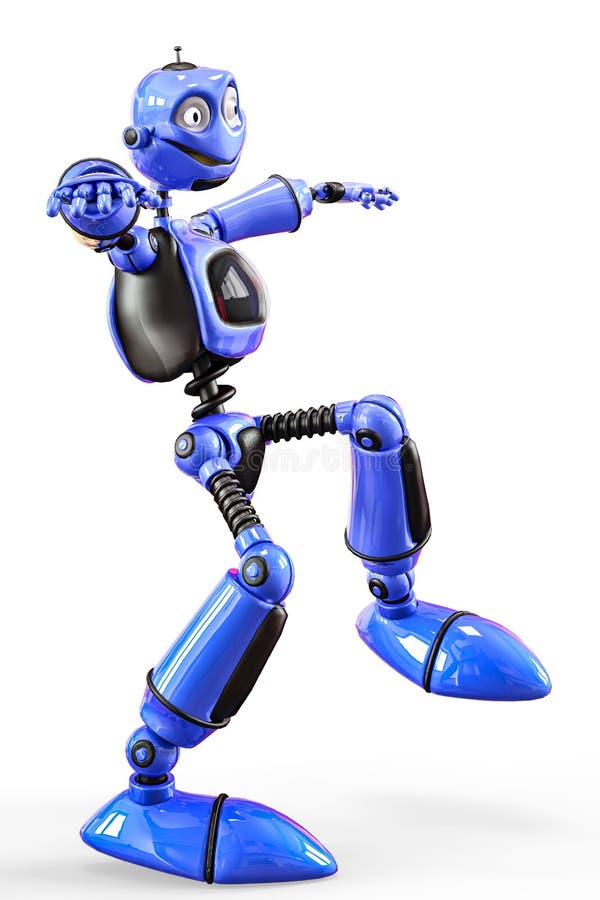 Robot boy cartoon kicking stock illustration. Illustration of ...