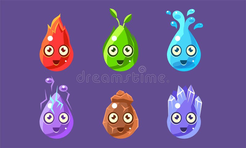 Funny Glossy Shaping Characters Set, Cute Colorful Nature Elements ...
