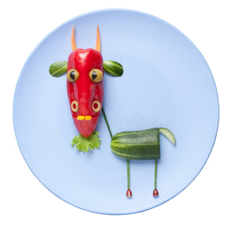 Funny Goat Made of Fresh Vegetables Stock Photo - Image of kids ...