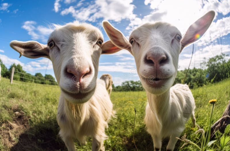 Funny goats portrait stock photo. Image of blue, pasture - 309451052