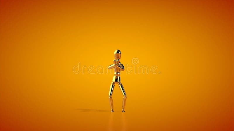 Funny Golden Mannequin Doing the Chicken Dance, Seamless Loop, Orange ...