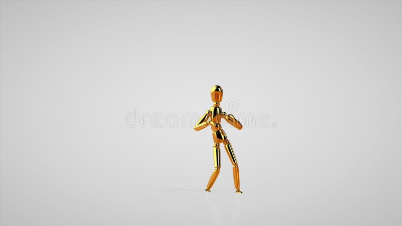 Funny Golden Mannequin Doing Mambo Side Step Dance, Seamless Loop ...