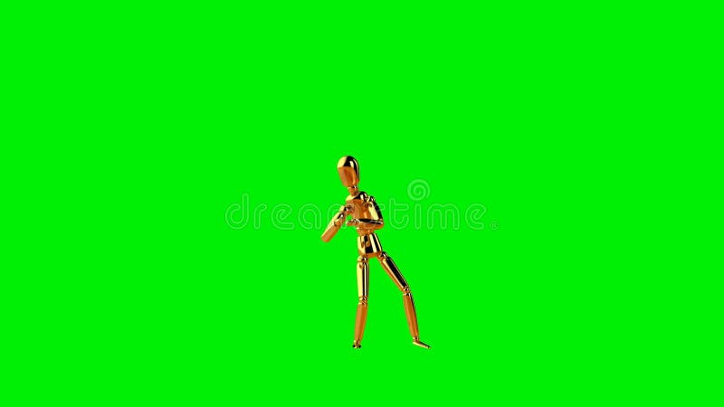 Funny Golden Mannequin Doing a Silly Dance, Seamless Loop, Green Screen ...