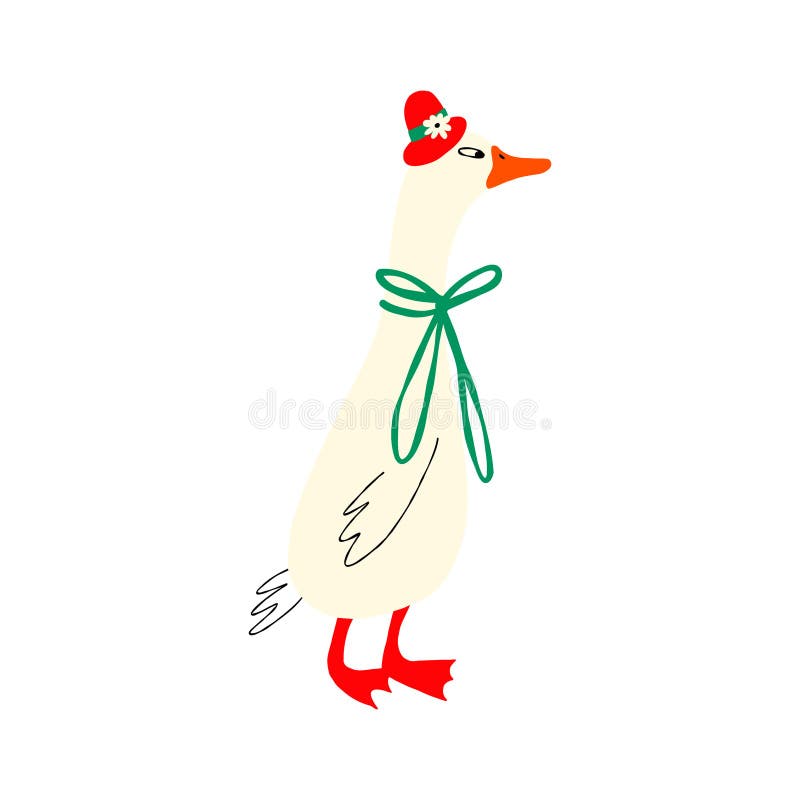 Funny Goose with Cute Face. Cute Comic Character Illustration Stock ...