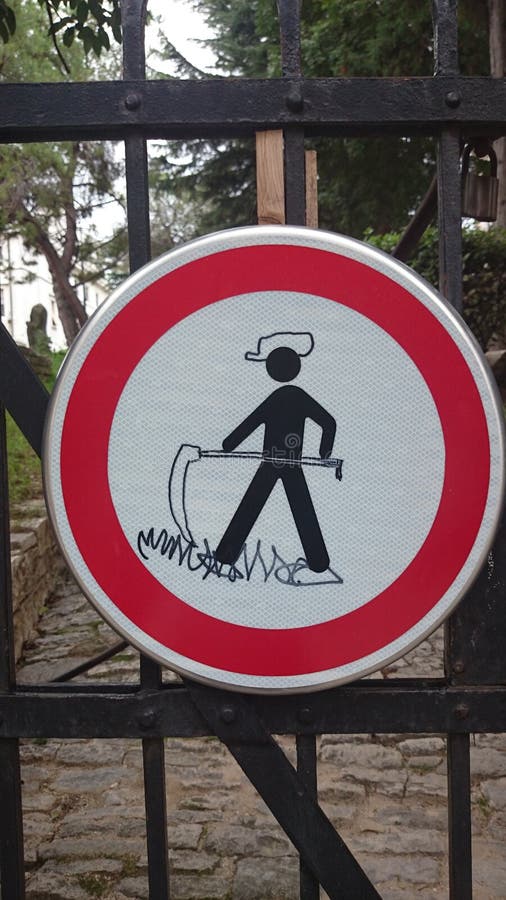 Funny Graffit on Traffic Sign Stock Image - Image of sign, forbidden ...
