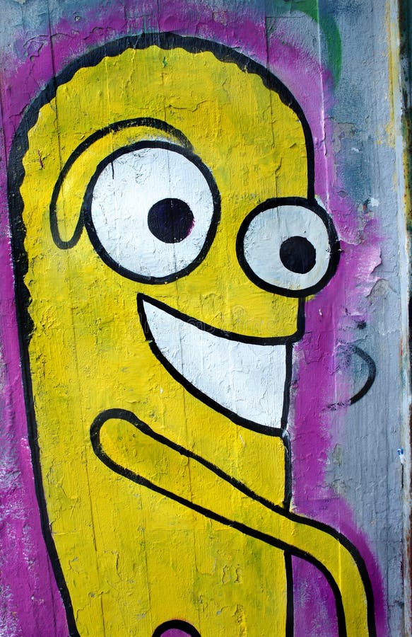 Funny Graffiti of a Person on a Traffic Sign Stock Photo - Image of ...