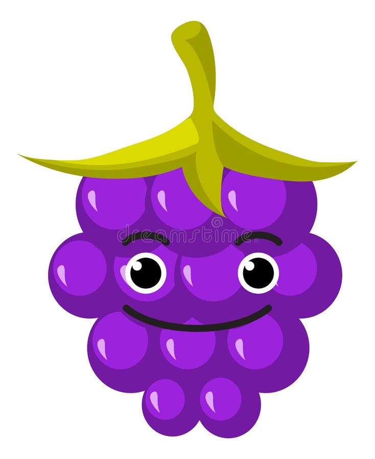 Funny Grape Character. Cartoon Berry with Smiling Face Stock Vector ...