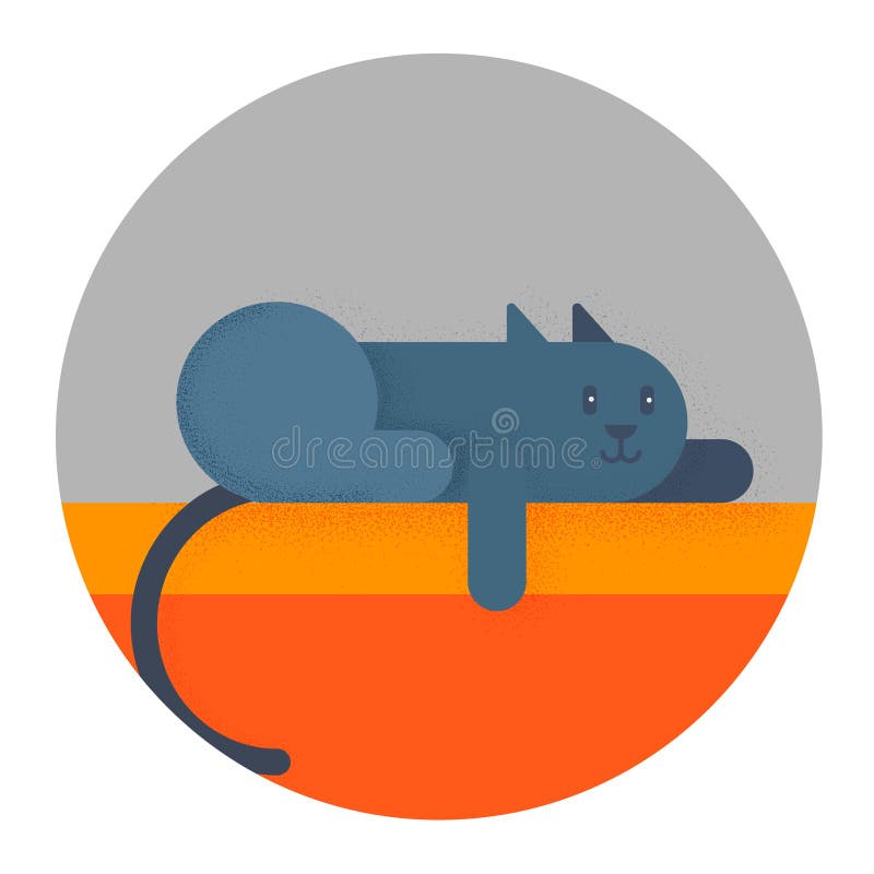 Funny Grey Cat Lays On The Shelf Flat Vector Illustration Stock Vector