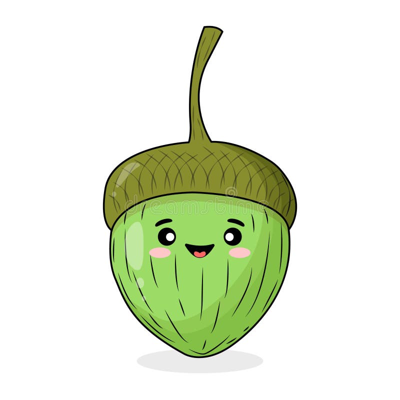 A Funny Green Acorn in a Cartoon Style Stock Vector - Illustration of ...