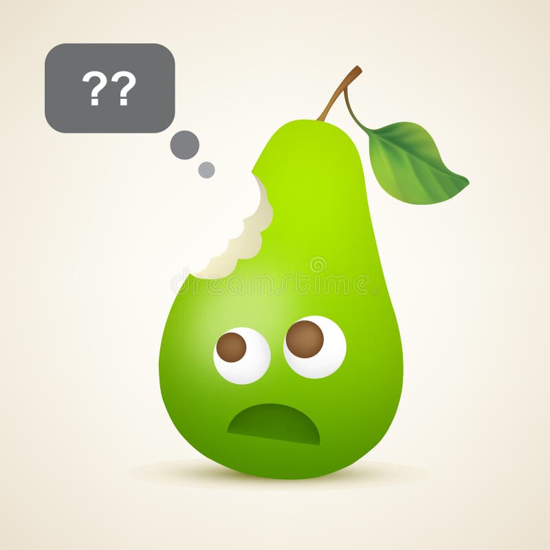 Funny green bitten pear stock vector. Illustration of creative - 313421797
