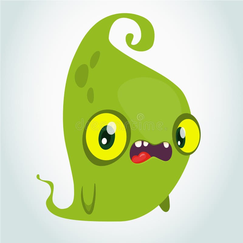 Funny Green Cartoon Monster. Halloween Vector Illustration. Stock ...