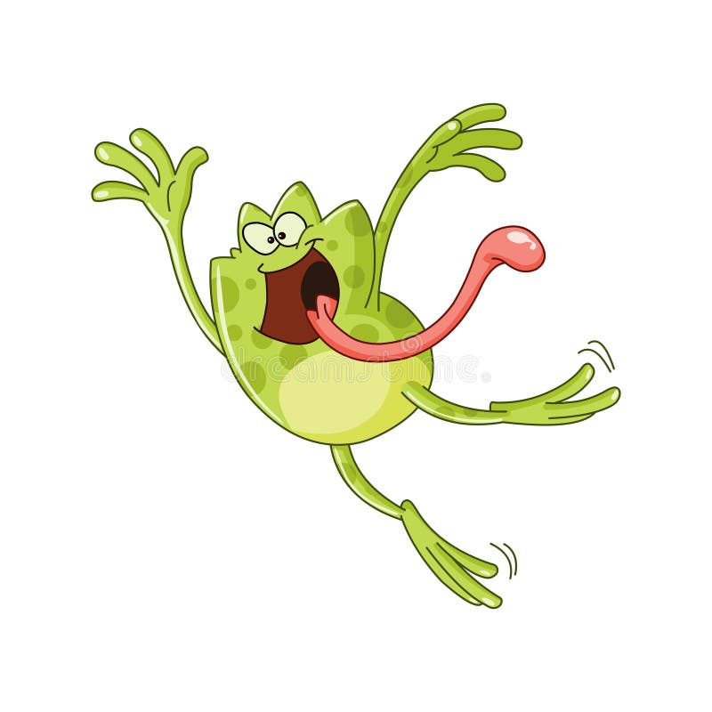 Funny Green Crazy Frog Vector Illustration on White Background Stock ...