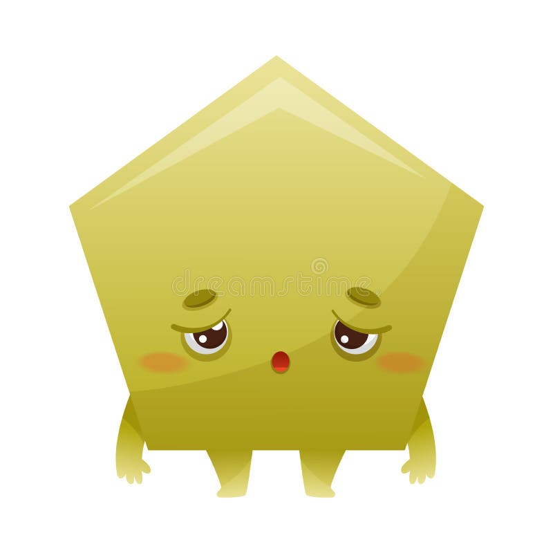Funny Green Polygon As Geometric Shape Character with Sad Face ...