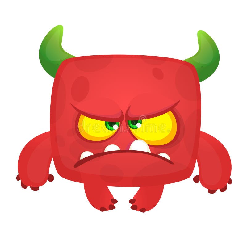 Grumpy Cartoon Monster. Vector Halloween Illustration of Funny Monster ...