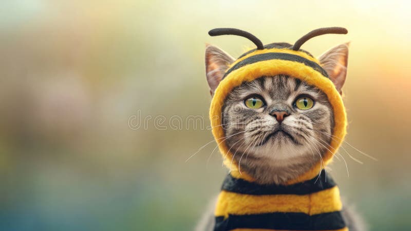 Funny Grumpy Cat in Bee Costume with Vibrant Colors and Playful ...