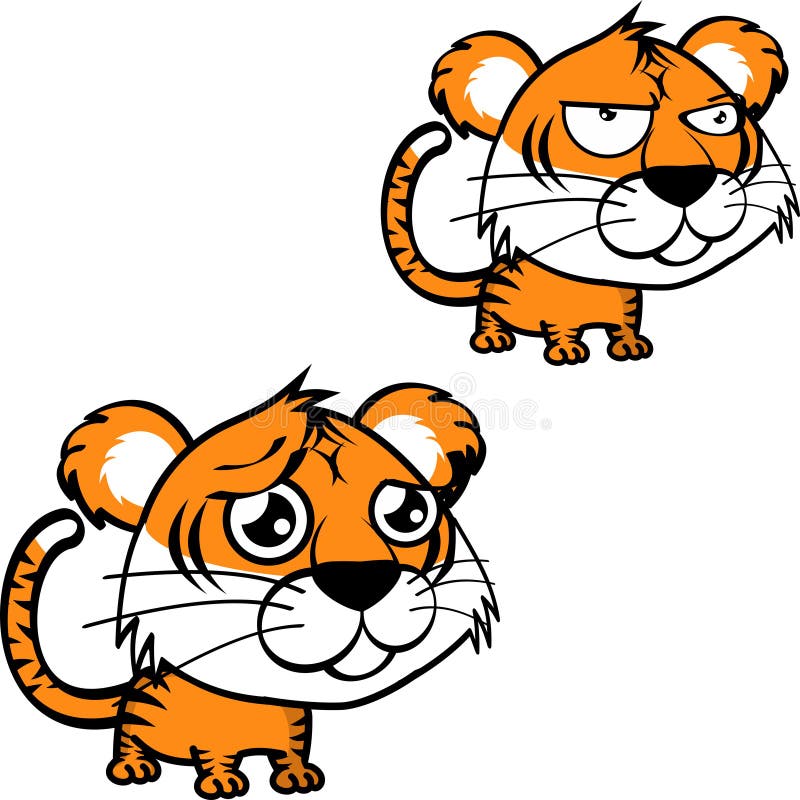 Funny Grumpy Tiger Cartoon Kawaii Expressions Pack Stock Vector ...