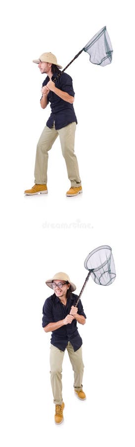 Funny Guy with Catching Net Stock Photo - Image of catch, safari: 36968972
