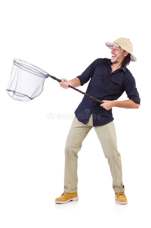 Funny Guy with Catching Net Stock Photo - Image of hand, cheerful: 35464860