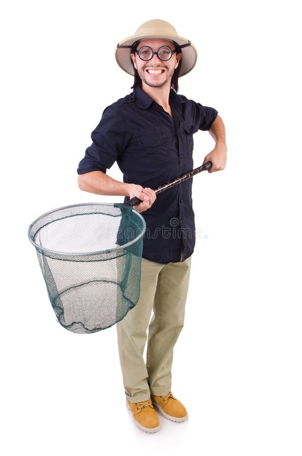 Funny Guy with Catching Net Stock Photo - Image of landing, humorous ...