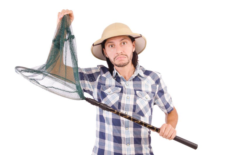 Funny Guy with Catching Net Stock Image - Image of hand, garden: 36969537