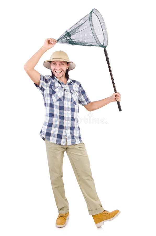 Funny Guy with Catching Net Stock Image - Image of catch, humorous ...