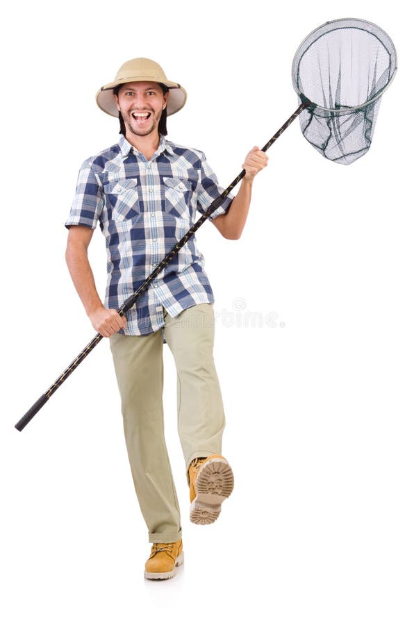 Funny Guy with Catching Net Stock Photo - Image of funny, humor: 36969676