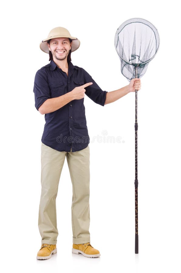 Funny Guy with Catching Net Stock Photo - Image of outdoors, empty ...