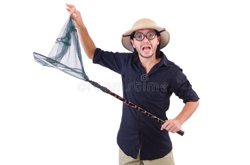 Funny Guy with Catching Net Stock Photo - Image of humor, happy: 39272874