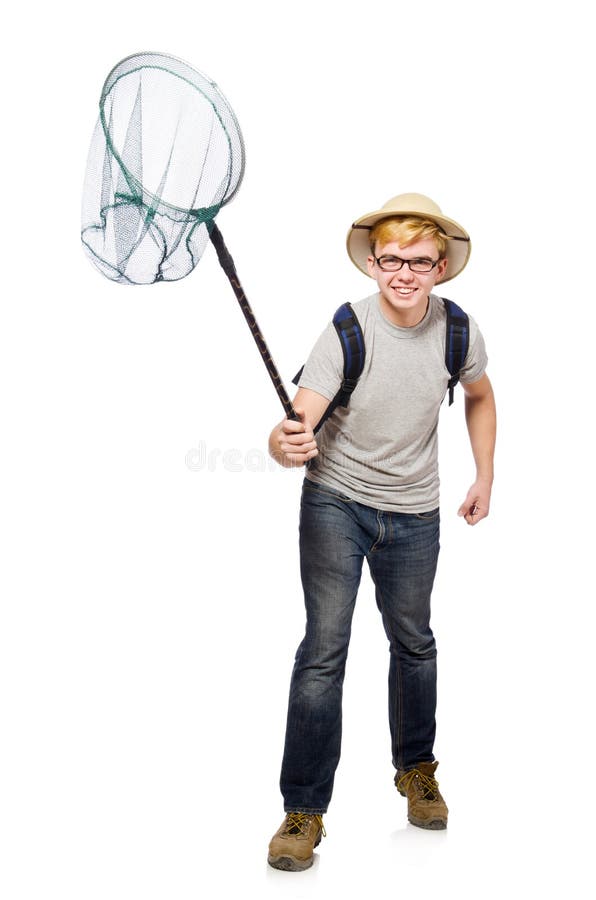 Funny Guy with Catching Net Stock Image - Image of catching, butterfly ...