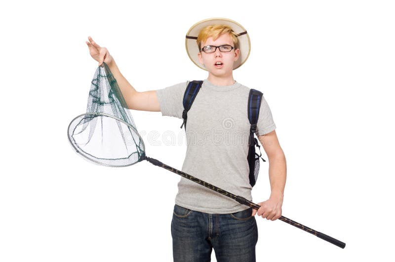 Funny Guy with Catching Net Stock Photo - Image of outdoors, freedom ...