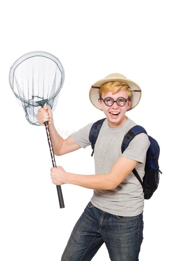 Funny Guy with Catching Net Stock Photo - Image of catch, drawing: 41395216